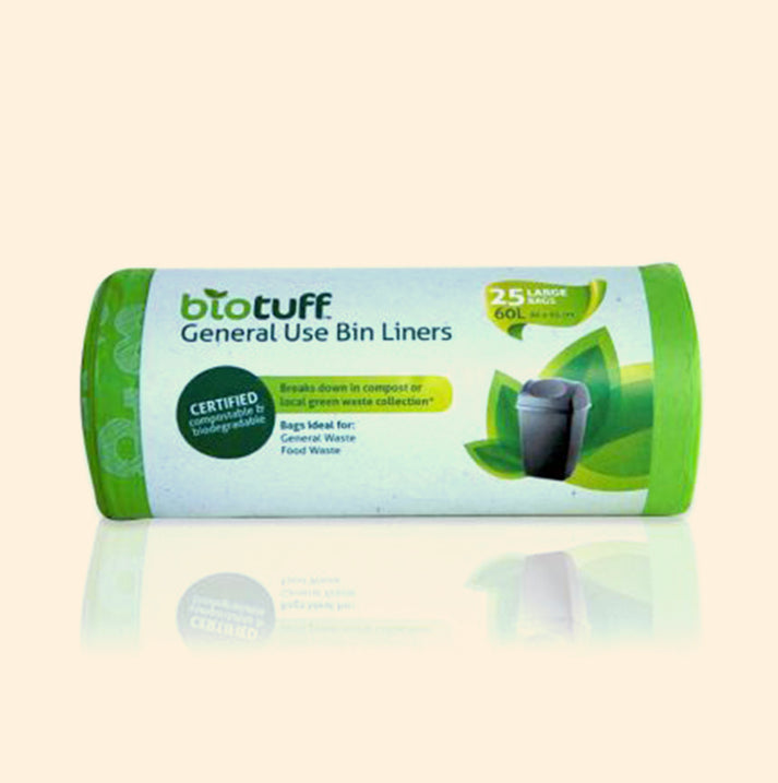 BIOTUFF 60L Bin Liners - General Use | 100% Eco-Friendly – Biotuff
