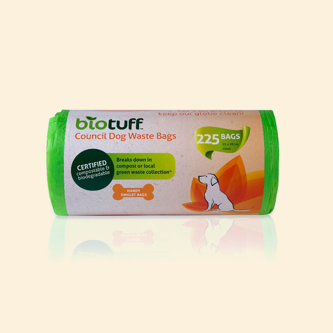 Council Dog Waste Bags - With Handles - 225 Bag Roll – Biotuff