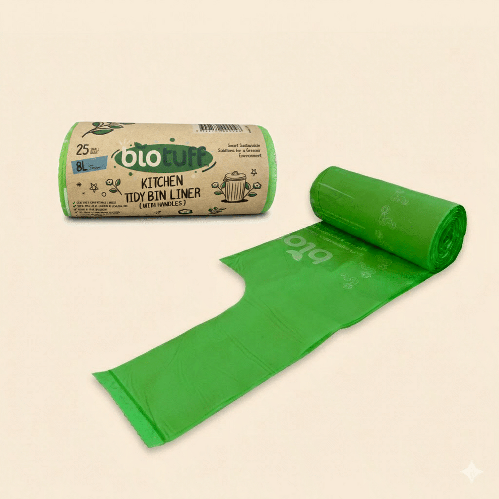 8L Kitchen Tidy Bin Liner with Handles (FOGO Compostable) – Biotuff