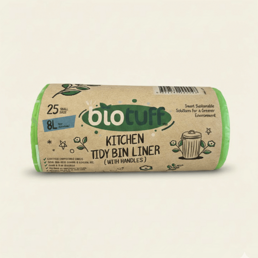 8L Kitchen Tidy Bin Liner with Handles (FOGO Compostable) – Biotuff